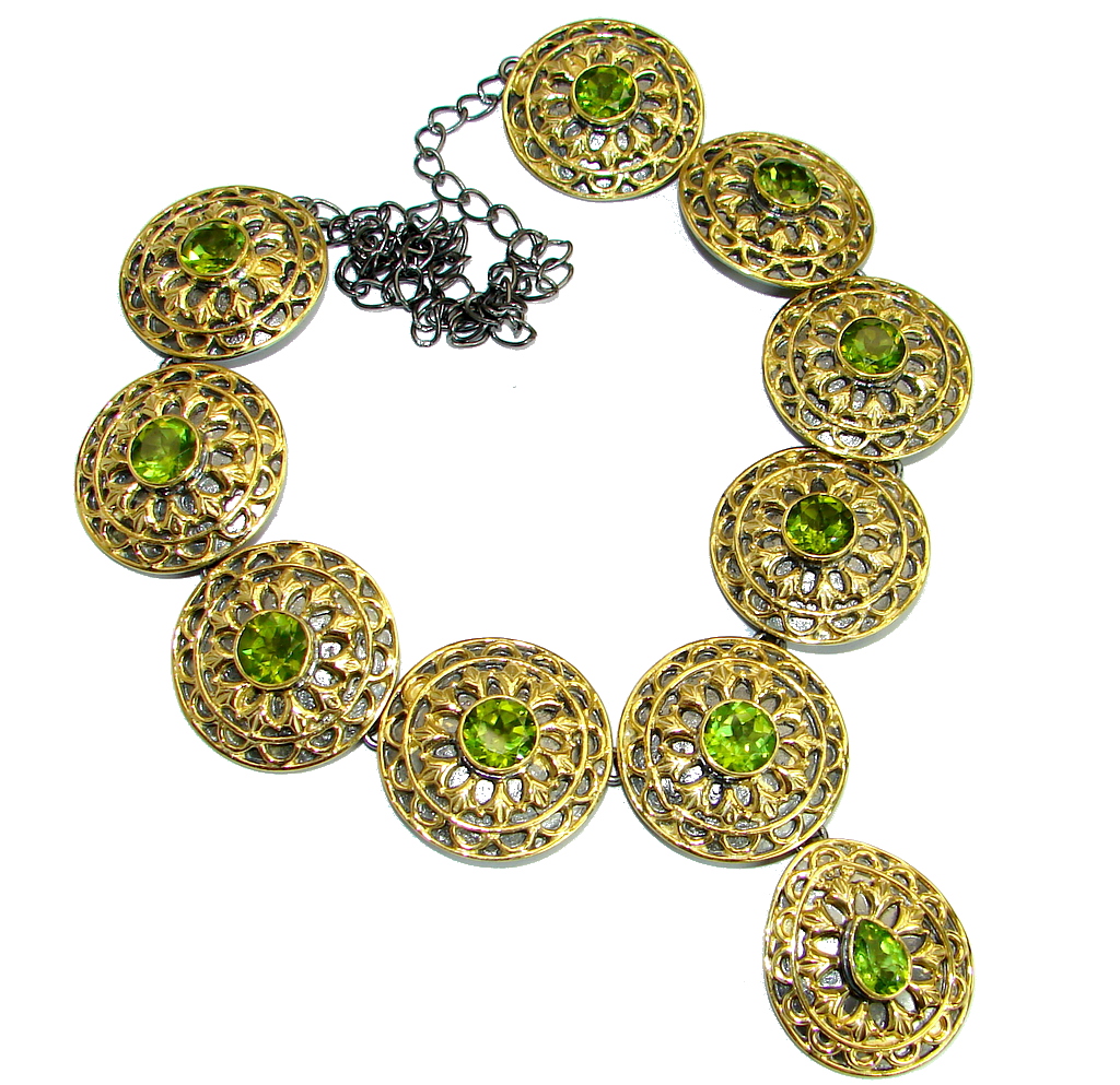 Cleopatra Peridot 14k Gold Rhodium over .925 Sterling Silver handmade ...