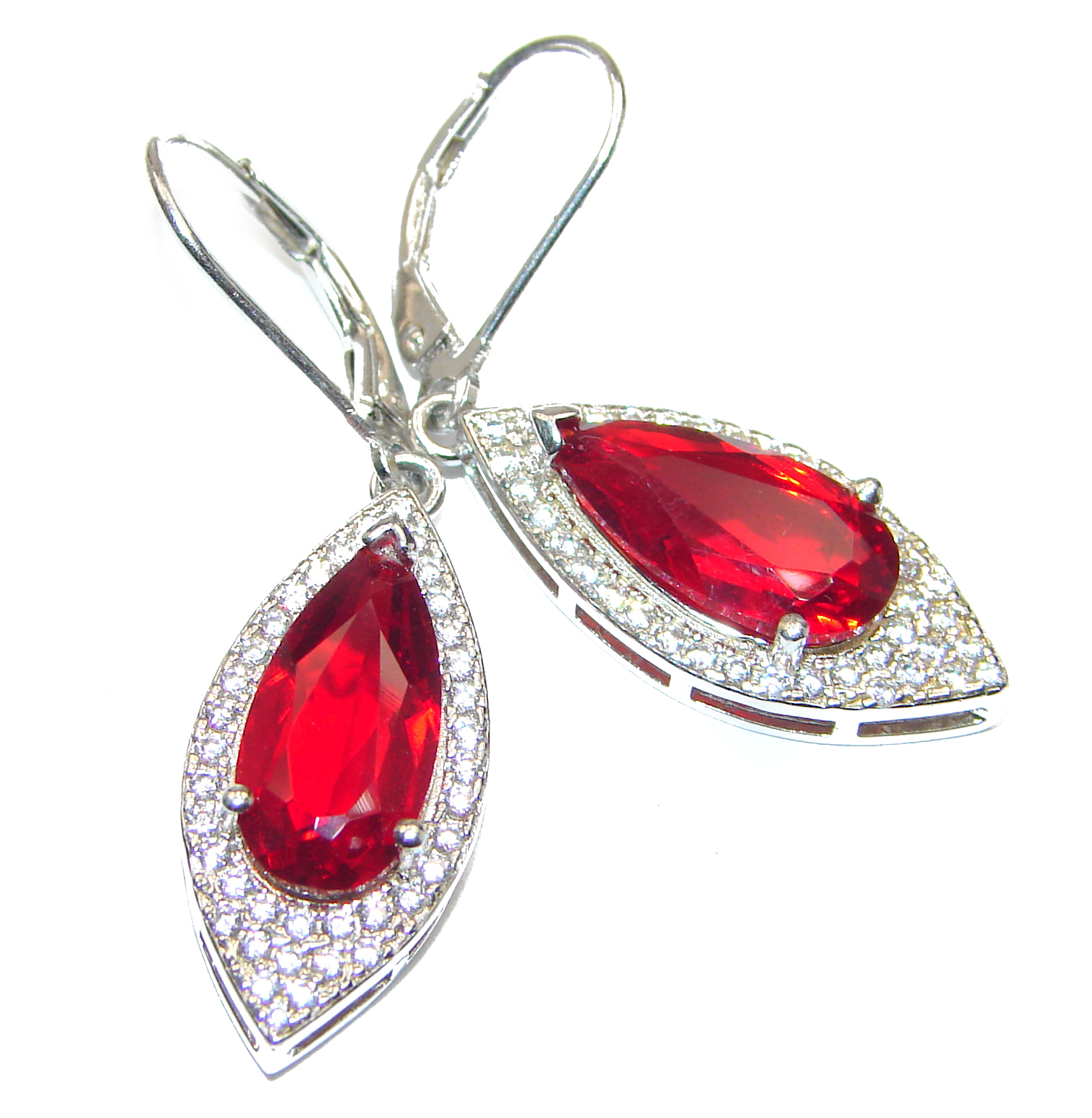 Amazing authentic Red Helenite .925 Sterling Silver earrings - model ...