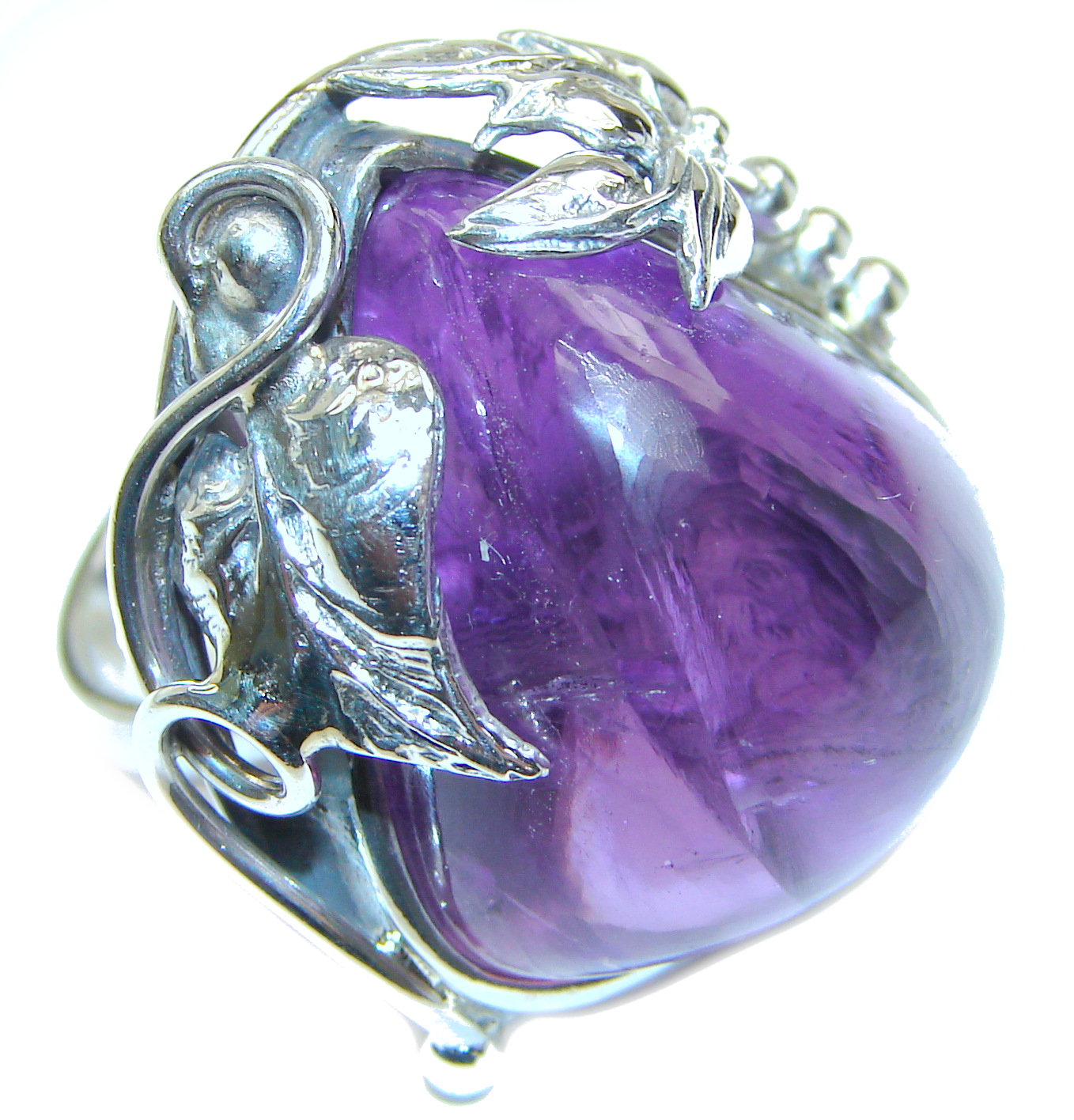 Massive 85ctw Purple Perfection Amethyst .925 Sterling Silver Ring size ...
