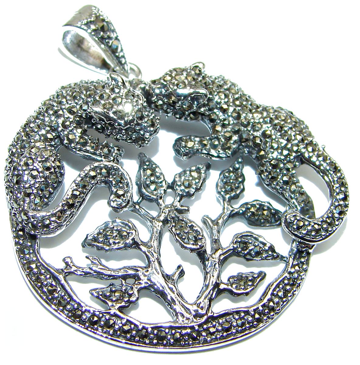 La Panthere Cartier style Marcasite .925 Sterling Silver handmade ...