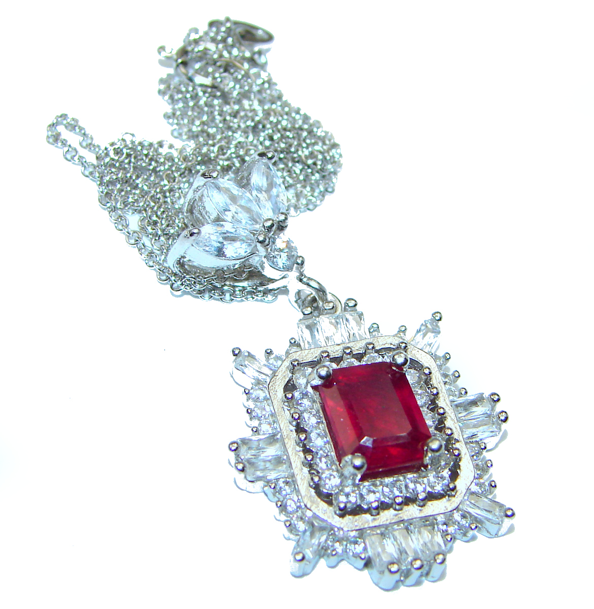 Incredible quality Ruby .925 Sterling Silver necklace - model #13-mar-21-7