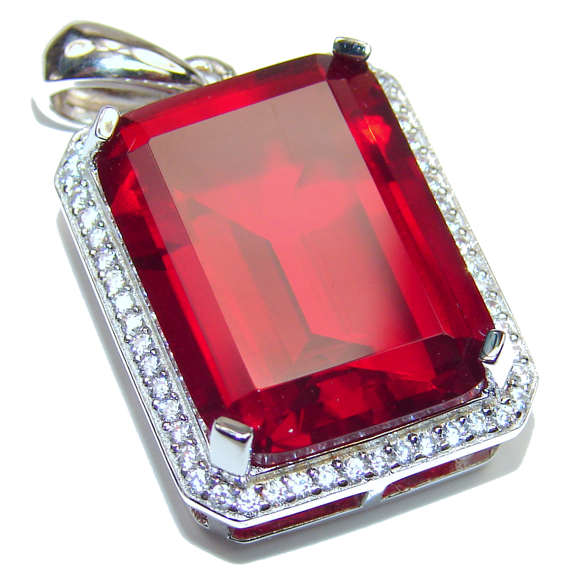 Large 85ctw Deep Passion Helenite .925 Sterling Silver Pendant - model ...