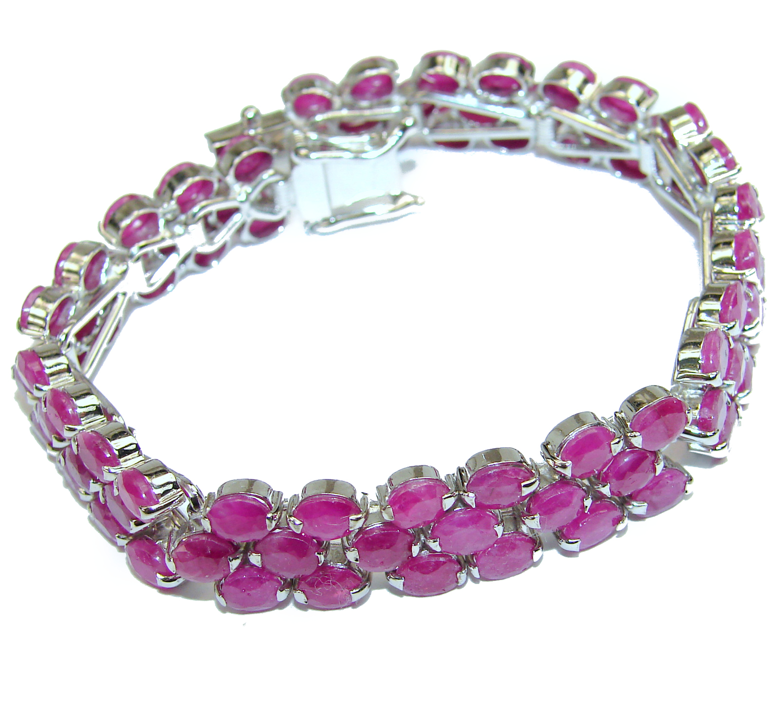 Luxury Authentic Kashmir Ruby .925 Sterling Silver handmade Bracelet ...