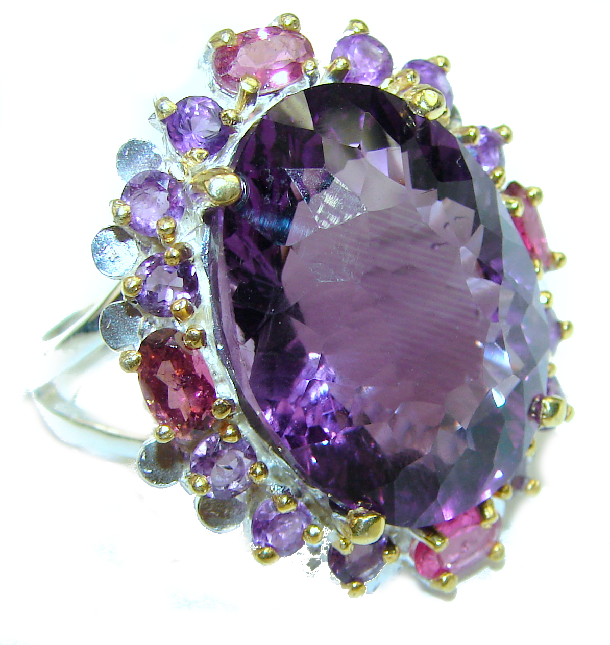 Spectacular genuine Amethyst 2 tones .925 Sterling Silver HANDCRAFTED ...