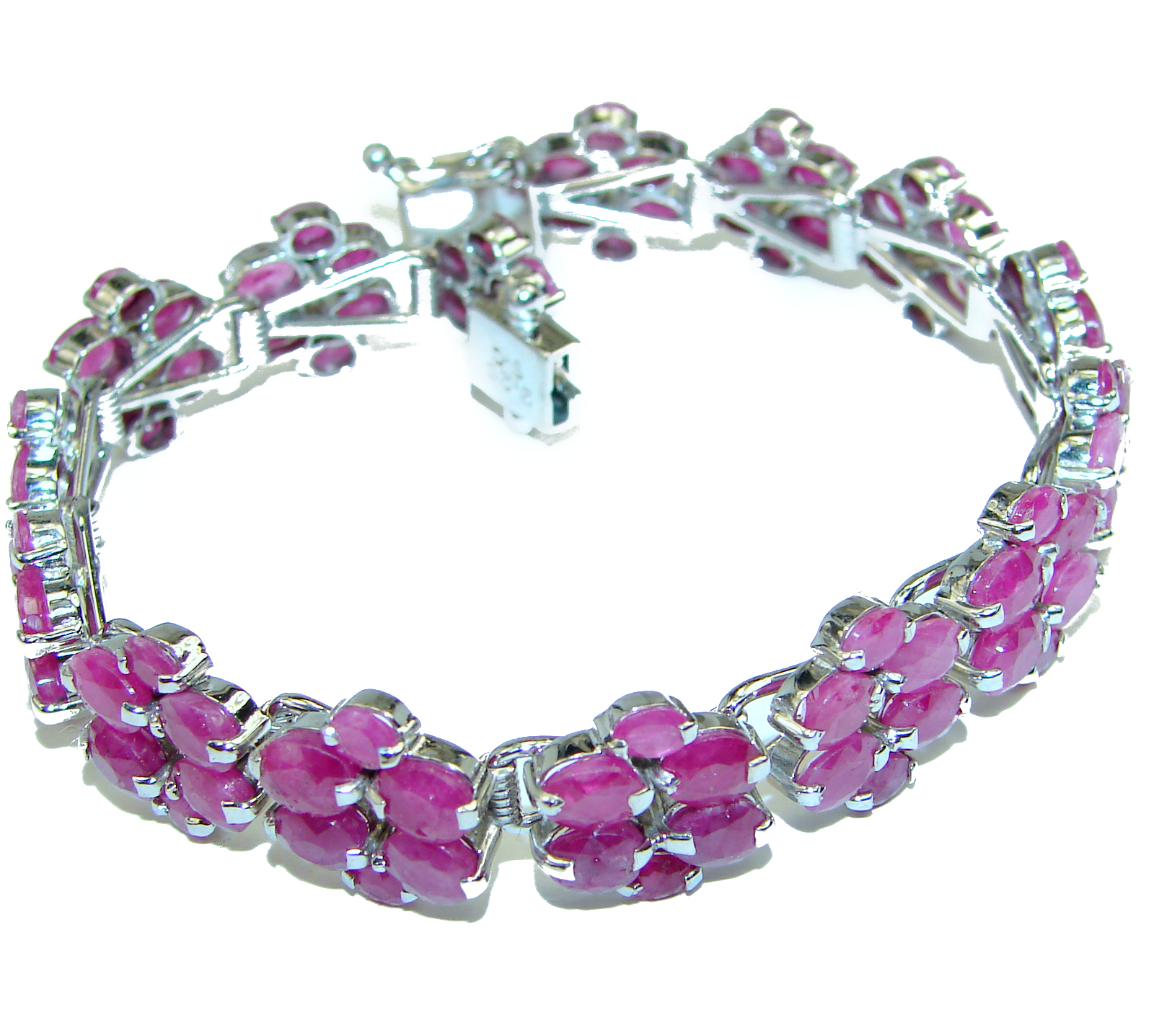Luxury Authentic Kashmir Ruby .925 Sterling Silver handmade Bracelet ...