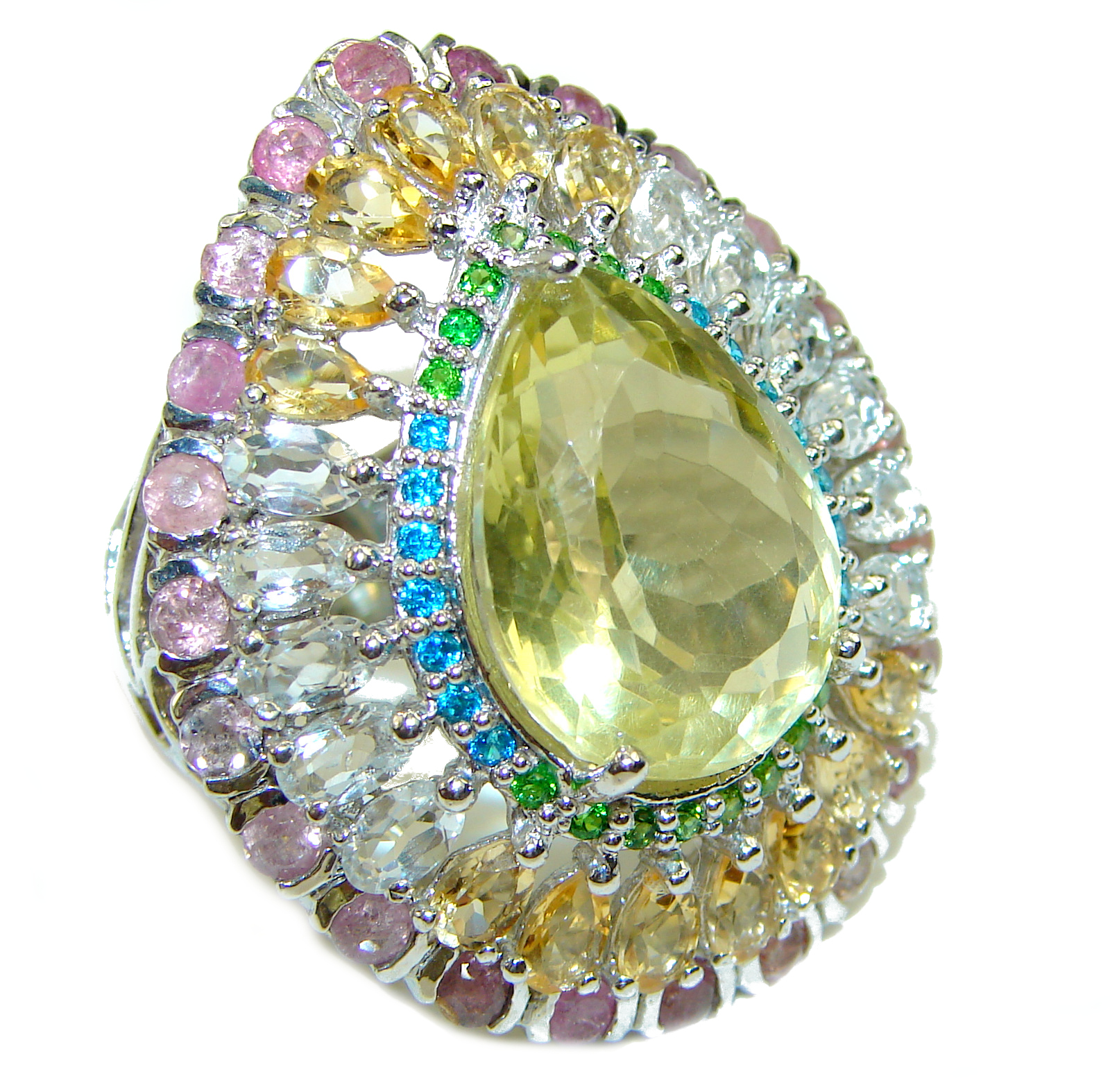 Royal Style Citrine .925 Sterling Silver handmade Cocktail Ring s. 8 1/ ...