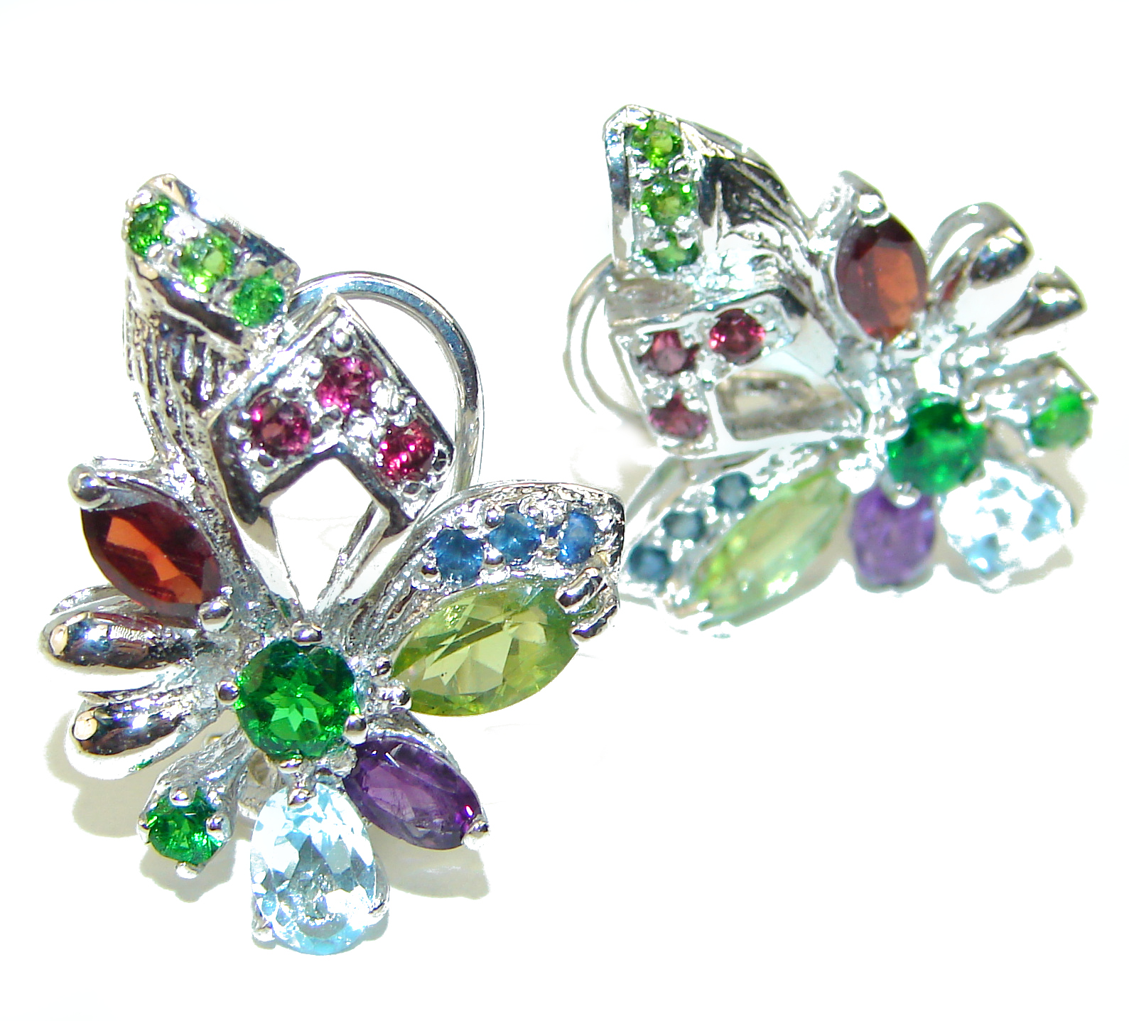 Authentic Exotic Multigem .925 Sterling Silver handcrafted earrings ...