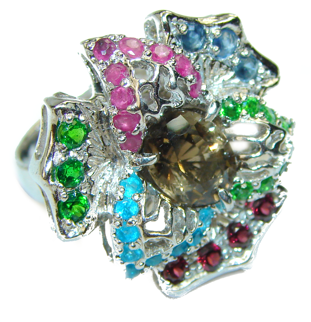Exotic Beauty Smoky Topaz .925 Sterling Silver Ring size 7 1/4 - model ...