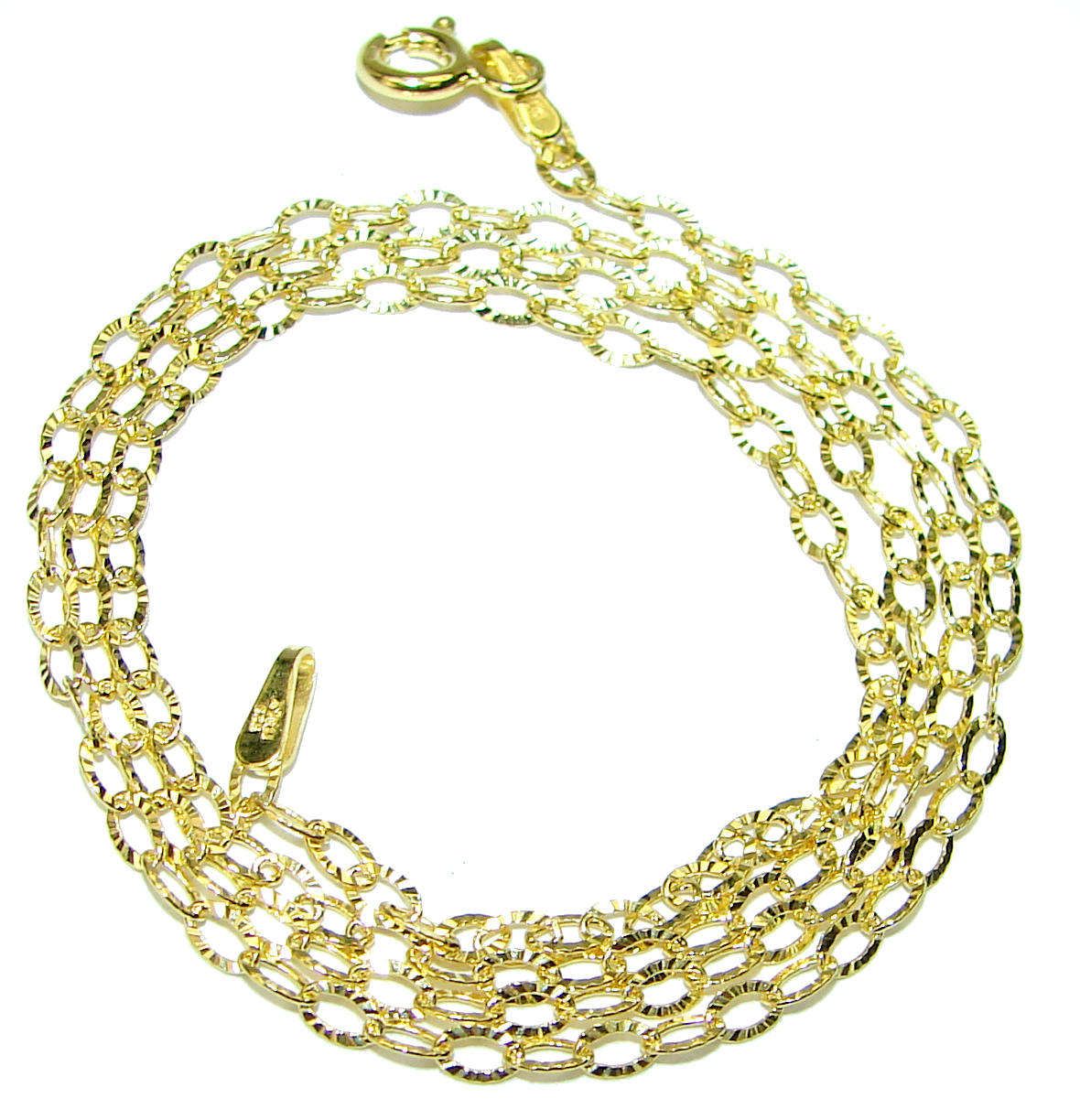 Drop Star design 14K Gold over Sterling Silver Chain 18'' long, 2 mm ...