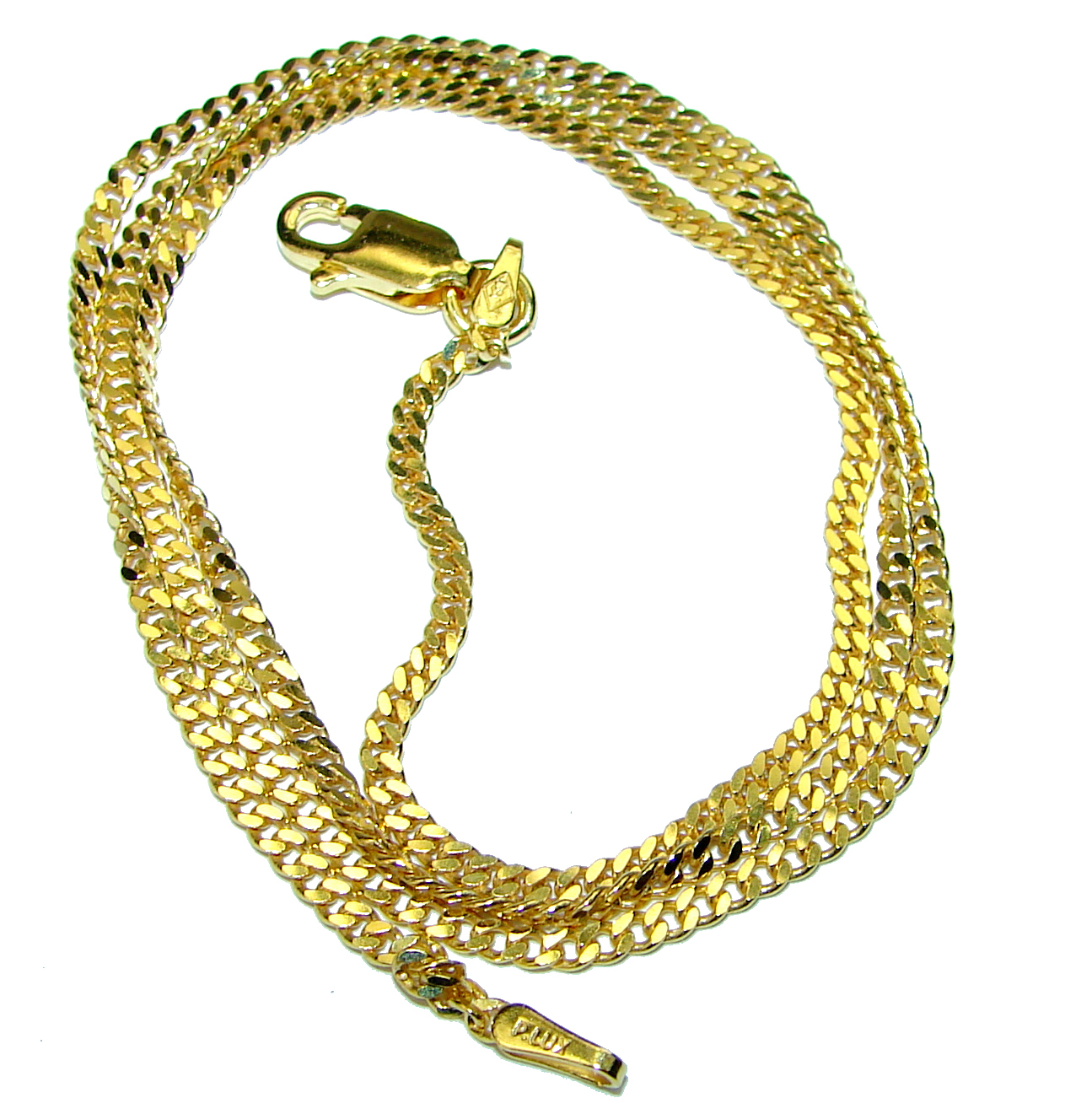 Flat Cuban design 14K Gold over Sterling Silver Chain 18'' long, 3 mm ...