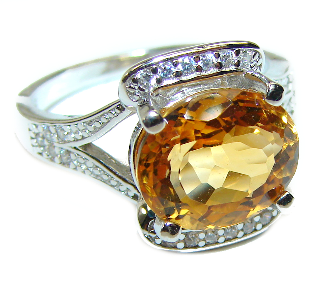 Royal Style 9.5 carat Citrine .925 Sterling Silver handmade Ring s. 7 ...