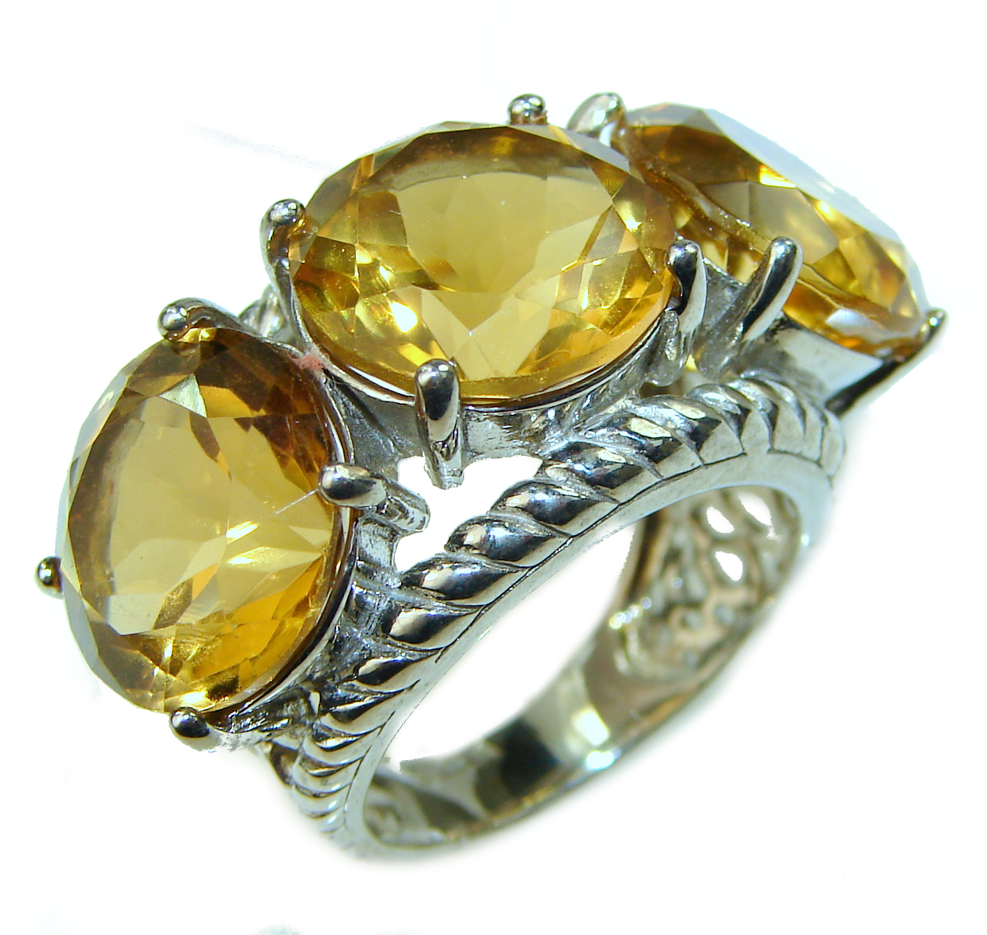 Royal Style 17.5 carat Citrine .925 Sterling Silver handmade Ring s. 7 ...