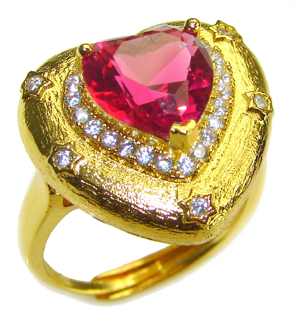 Pure Passion Heart Red Topaz 14K Gold over .925 Silver handcrafted ...