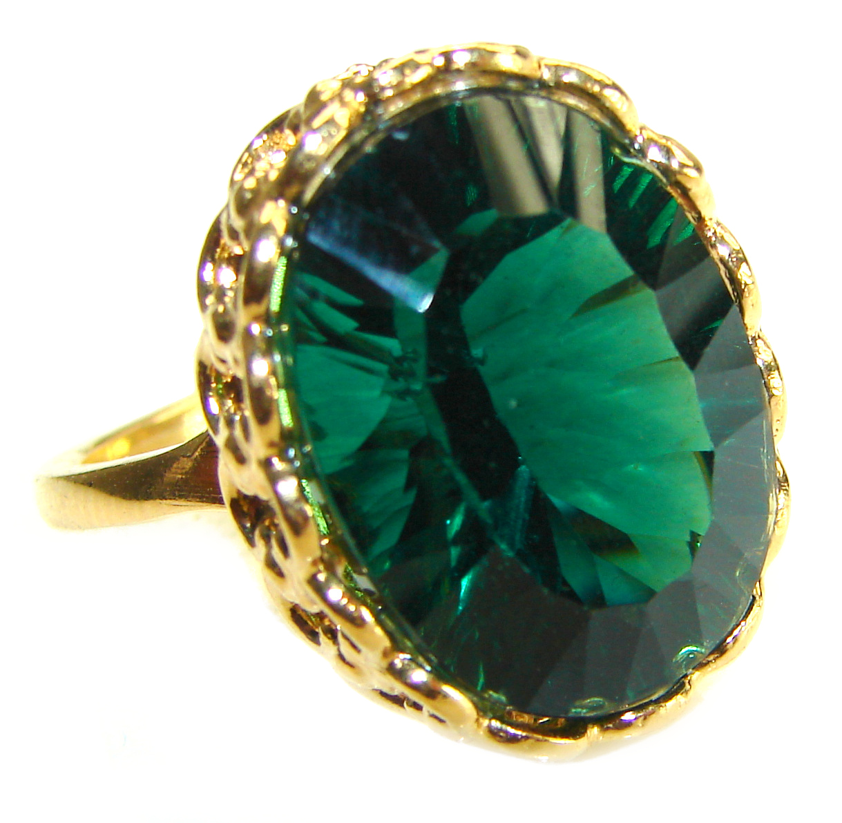 Helenite Ring Sterling Silver 12.5ct Green Oval Stone