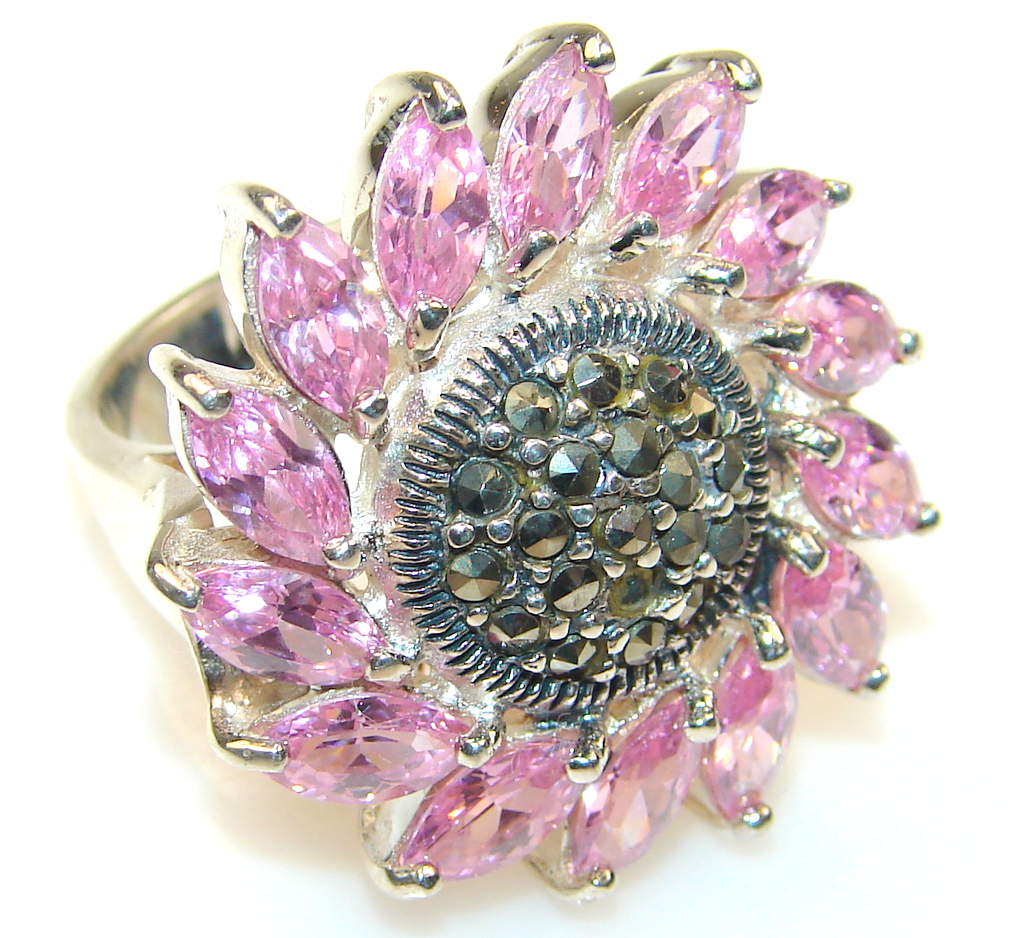 Great Pink Kunzite Stone Sterling Silver ring s. 7 1/4 - model #8-sty-14-47