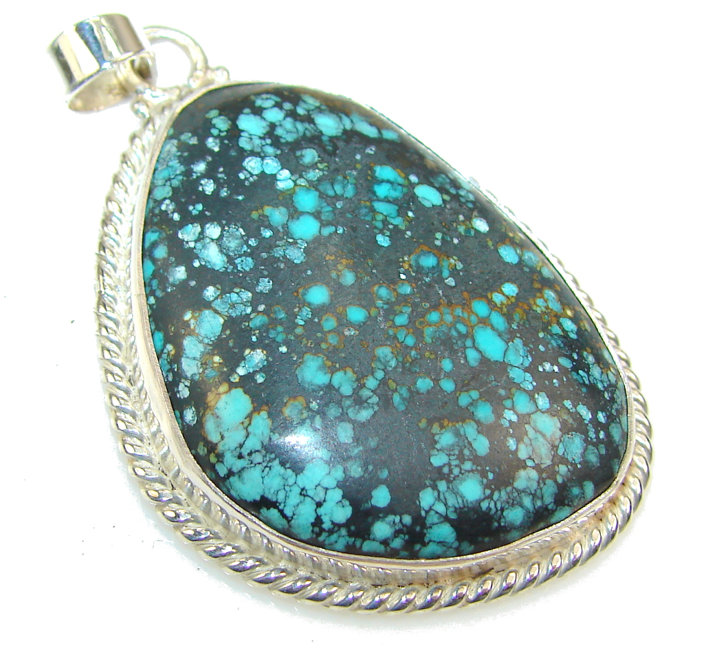 Fantastic Blue Turquoise Sterling Silver Pendant - model #6-sie-14-67