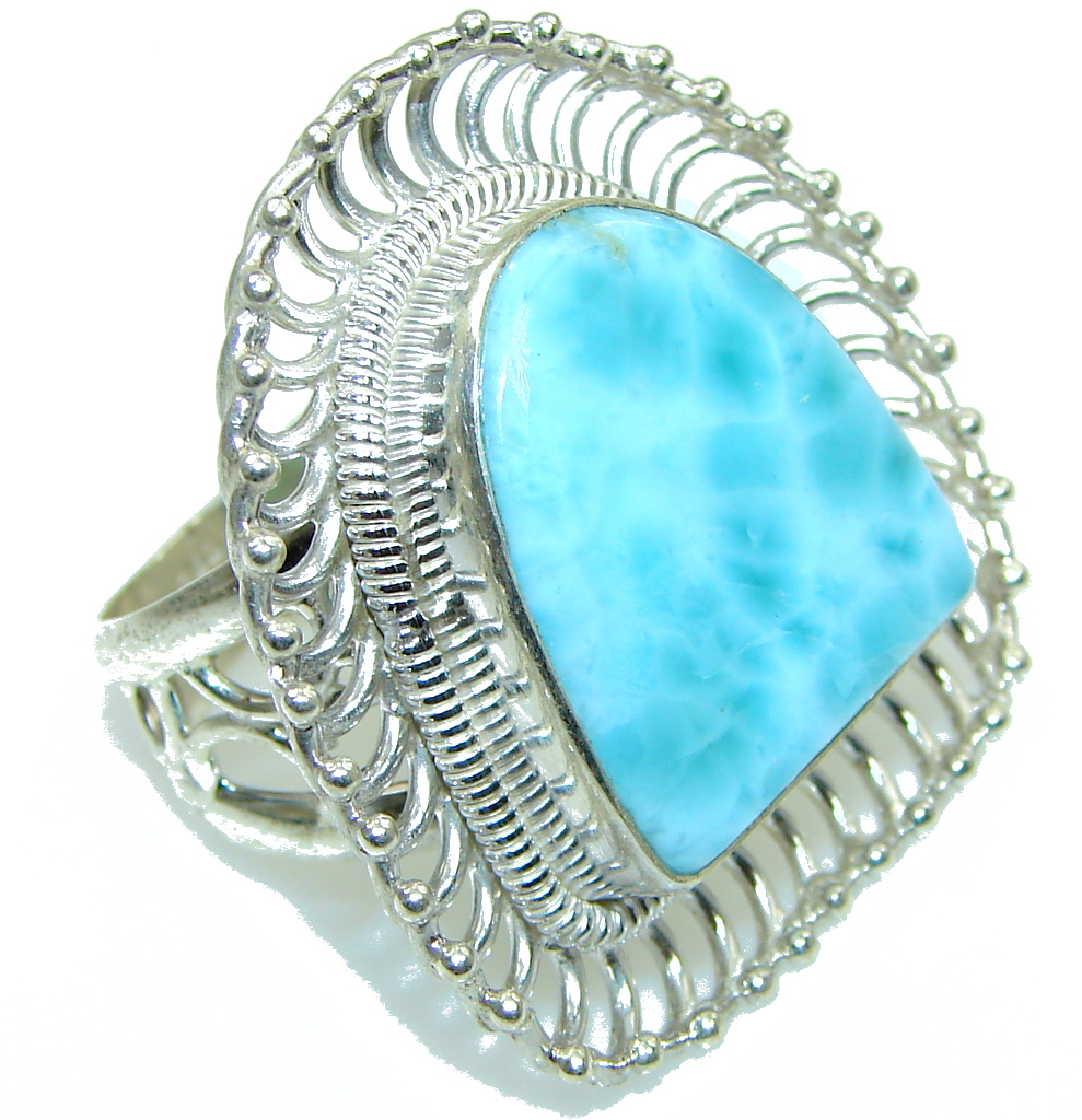Big! Fashion Light Blue Larimar Sterling Silver Ring s. 10 - model #19 ...